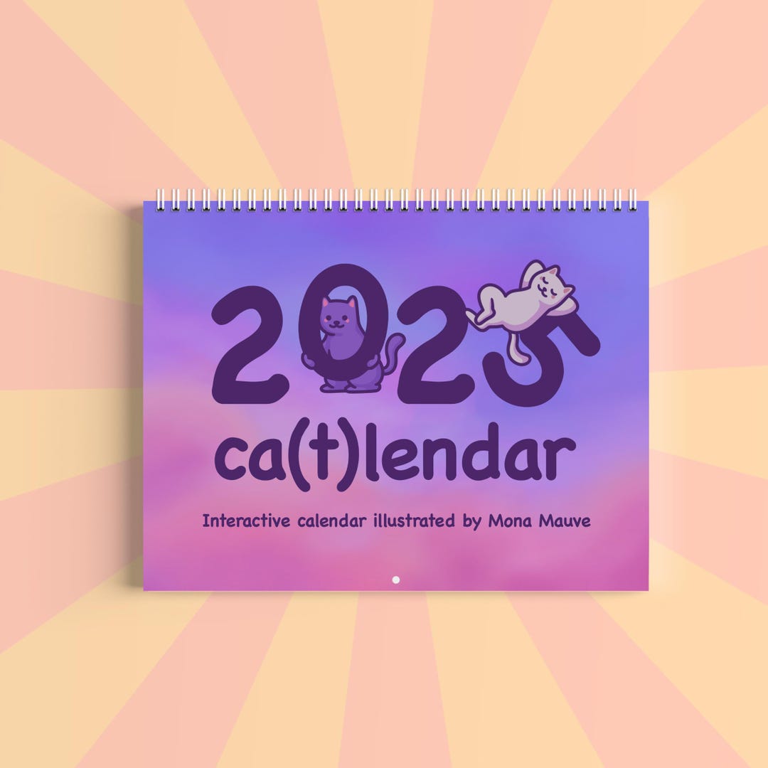 2025 Cat Calendar by Mona Mauve 12 Month Illustrated Interactive ...