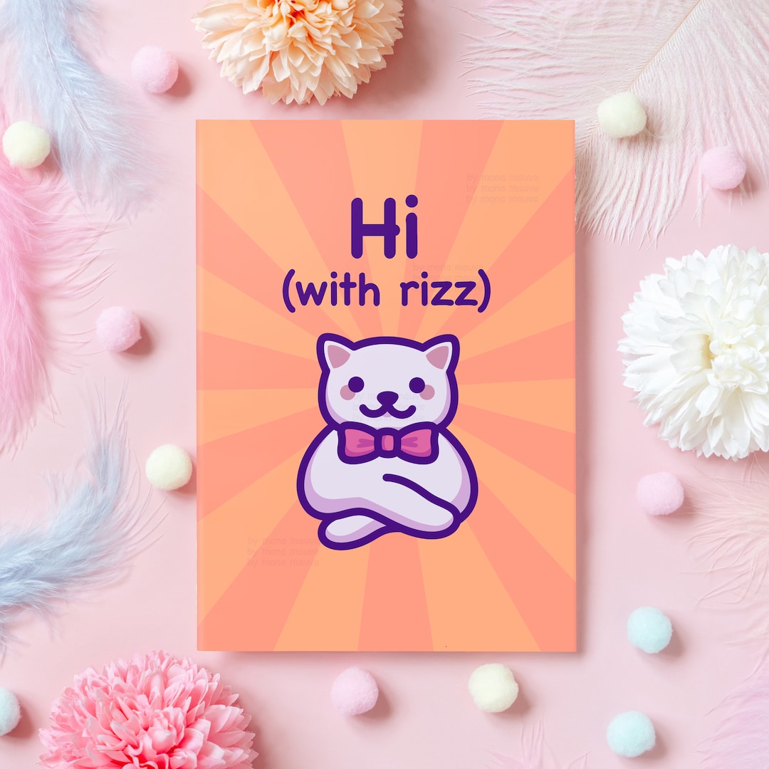 Funny Anniversary Card | Hi (with Rizz) | Cat Meme | Love, Anniversary ...