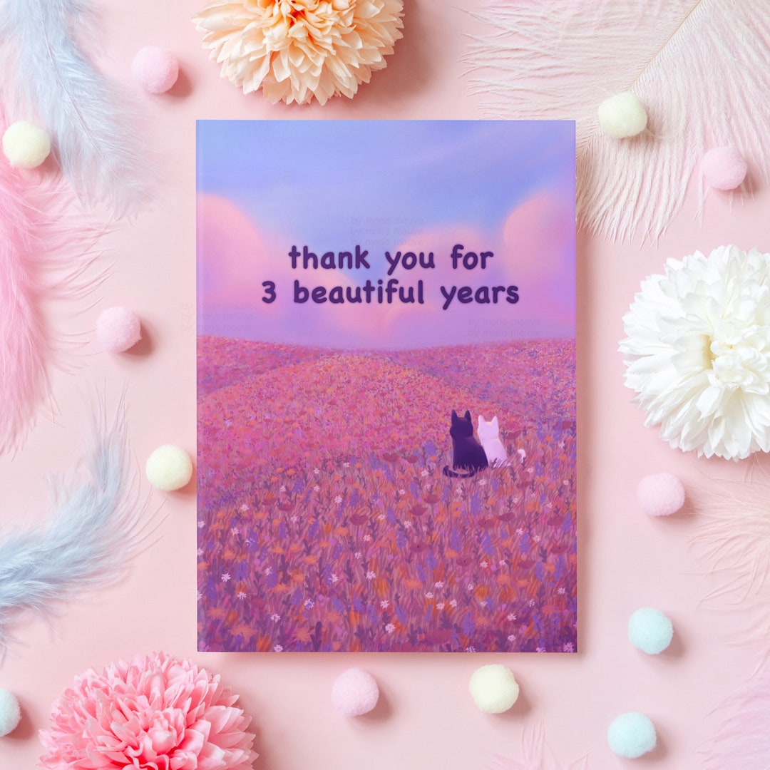 Cute Third Anniversary Card | Thank You for 3 Beautiful Years ...
