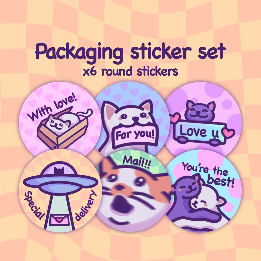 Cute Cat Round Sticker Set Label Bundle for Packaging Gifts - Etsy