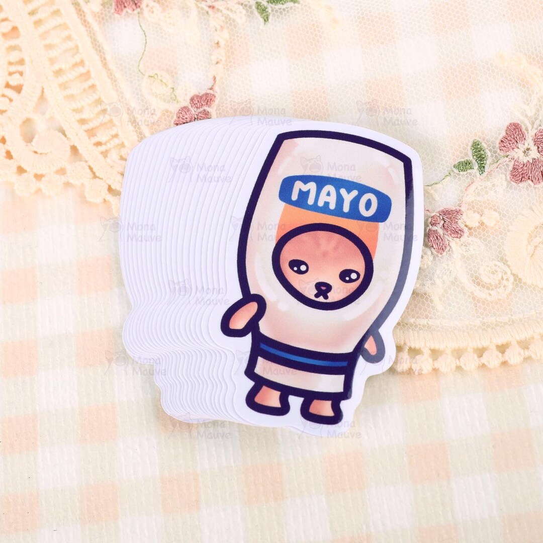 Mayo Cat Meme Vinyl Sticker | Snack Cats by Mona Mauve | Funny Cat ...