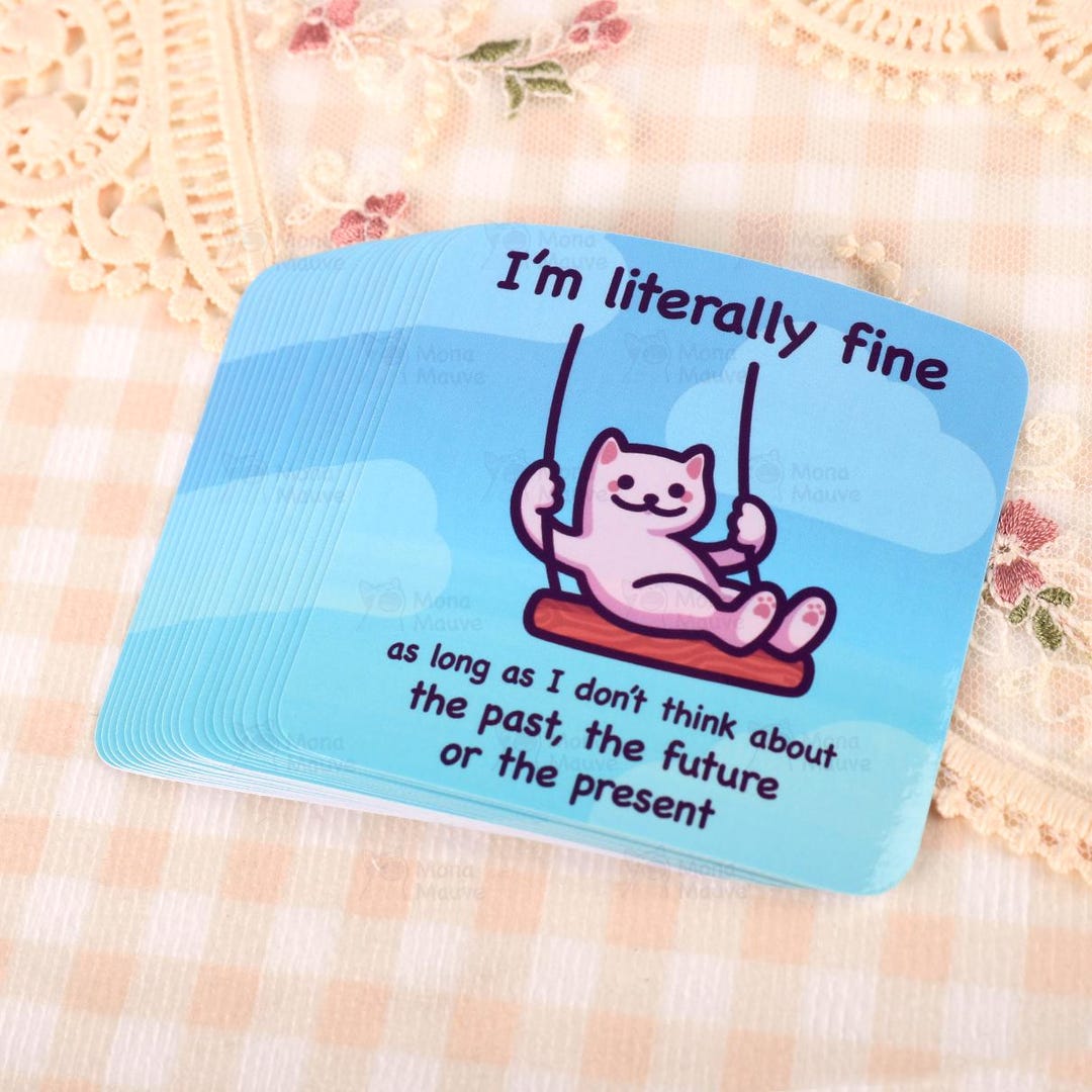 Funny Cat Meme Vinyl Sticker: I'm Literally Fine | Waterproof - Etsy