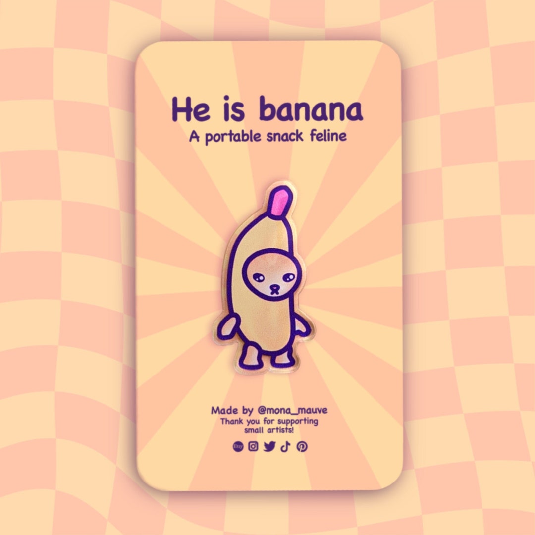 Banana Cat Pin Snack Cats Collection 40mm Acrylic Badge Butterfly ...
