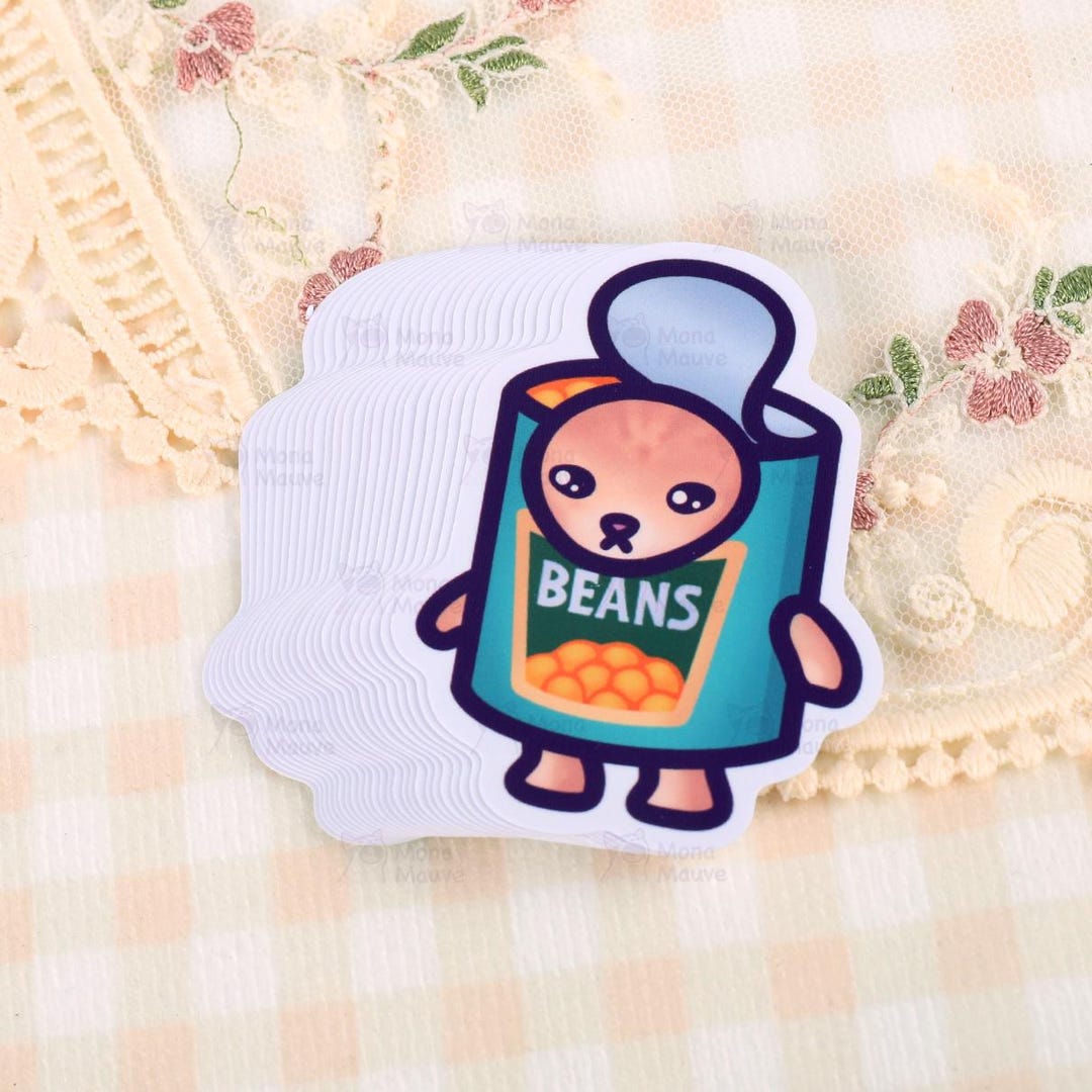 Beans Cat Meme Waterproof Vinyl Sticker by Mona Mauve - Etsy