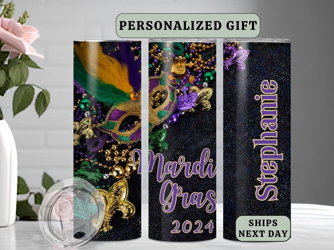 Mardi Gras Tumbler Cup-personalized Mardi Gras Travel Coffee Cup-mardi ...