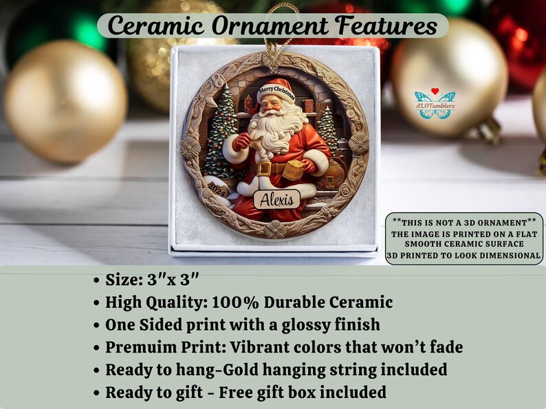 Santa Claus Christmas Ornament With Name Personalized Santa Keepsake ...