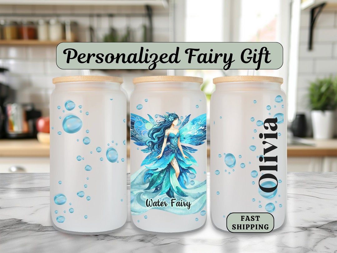 Custom Fairy Frosted Glass Cup -personalized Water Fairy Iced Coffee ...