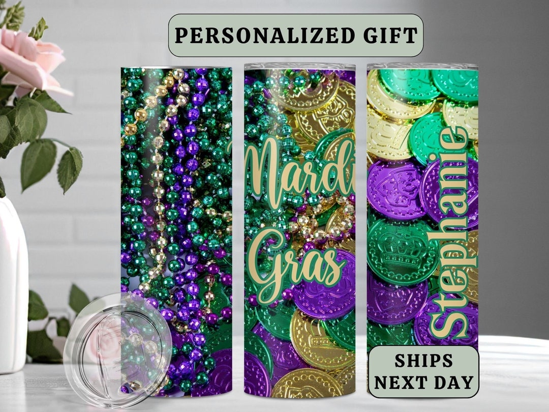 Mardi Gras Tumbler Cup-personalized Mardi Gras Travel Coffee Cup-mardi ...