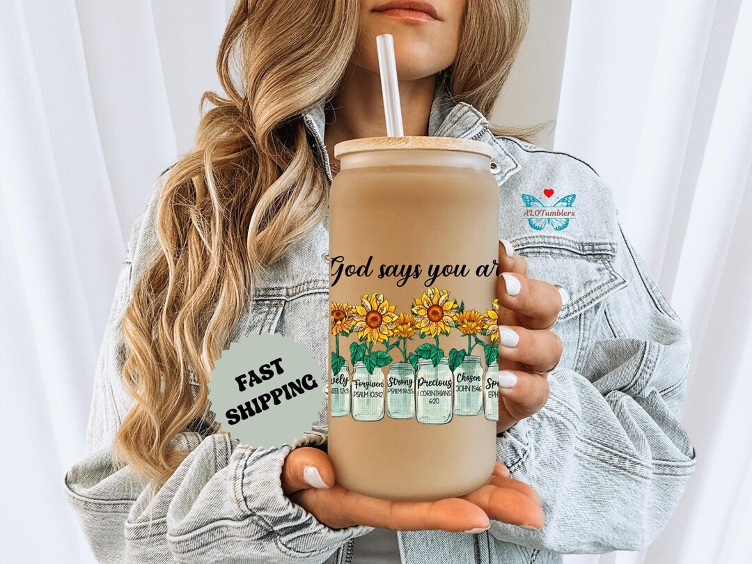 Christian Glass Frosted Cup With Name, Bible Verse Cup Gift for Church ...