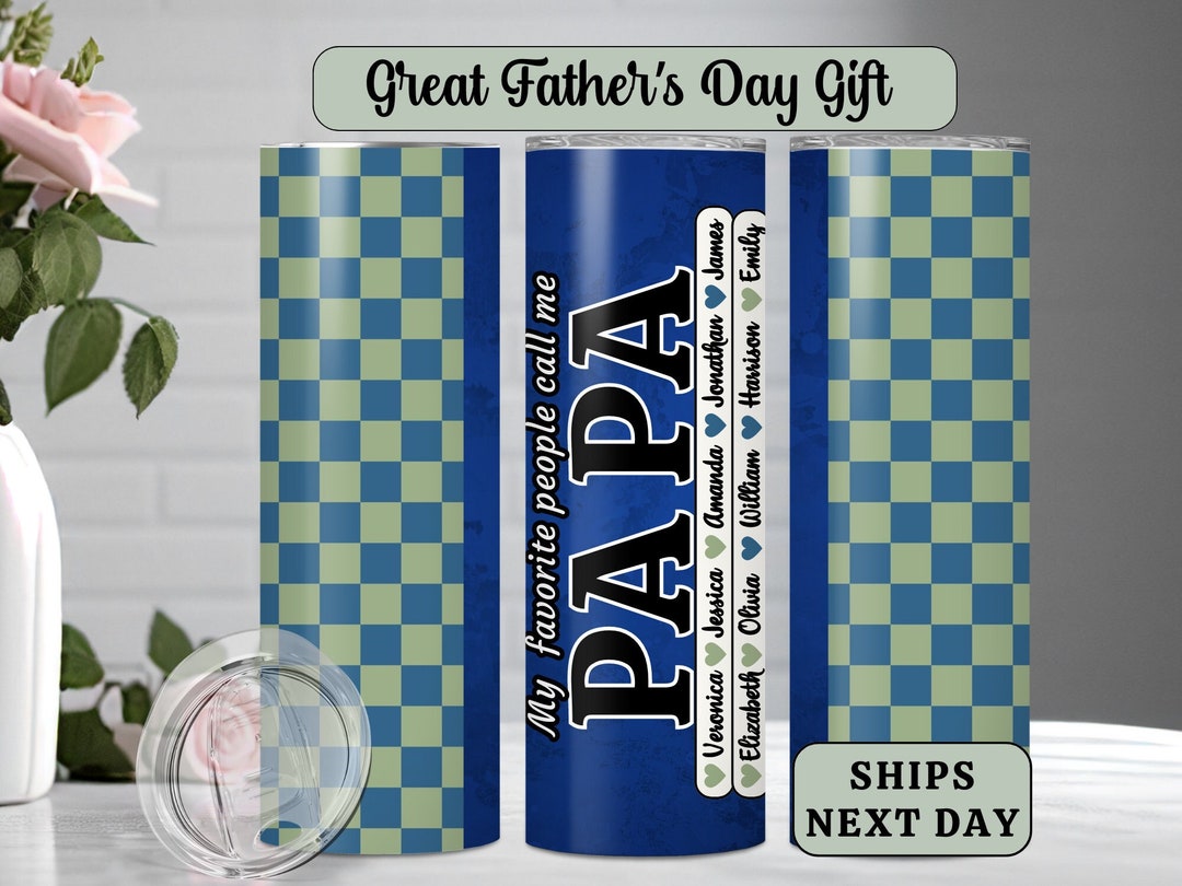 Personalized Papa Tumbler Cup for Fathers Days, Gift From Grandkids ...