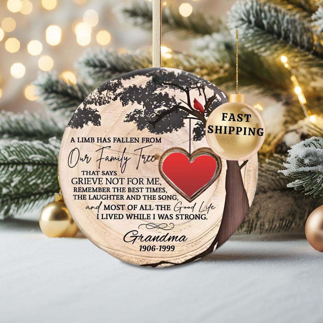Family Tree Memorial Personalize Ornament-grieving Ornament Gif ...