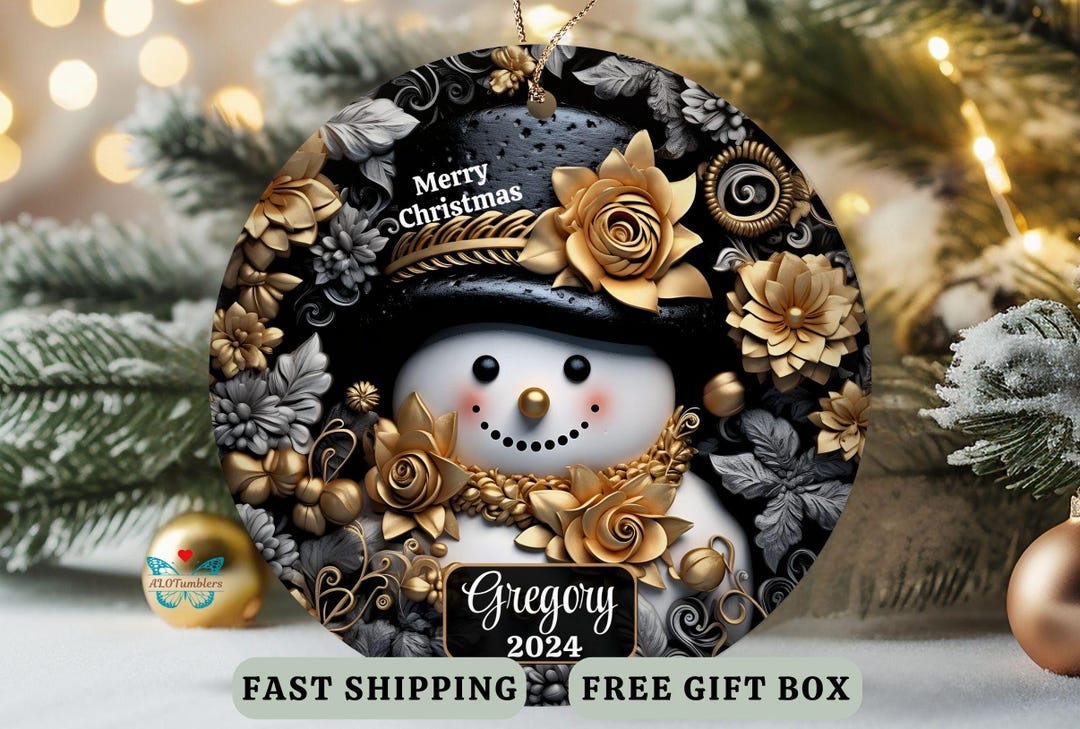 Snowman Christmas Ornament With Name Personalized Snowman Ornament ...