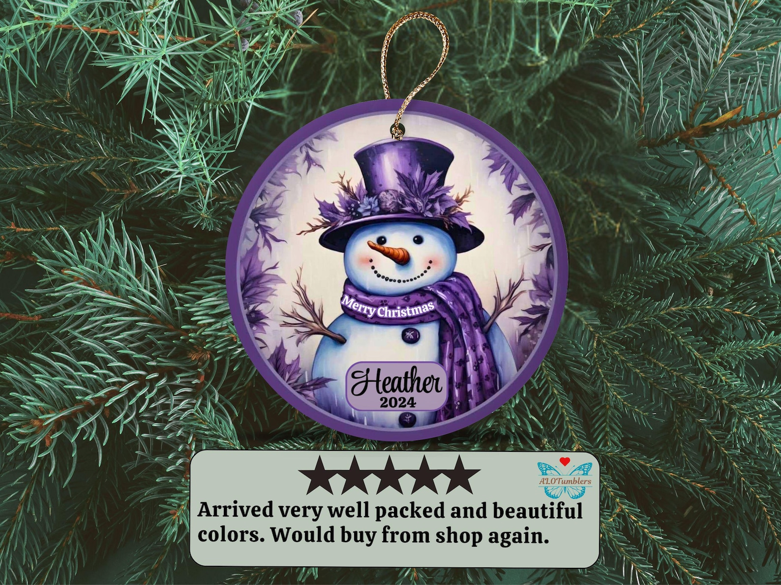 Snowman Christmas Ornament With Name Personalized Snowman Ornament ...