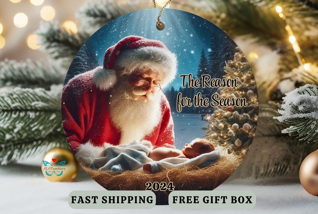 Santa With Baby Jesus Christmas Ornament-christmas Gift for Christian ...