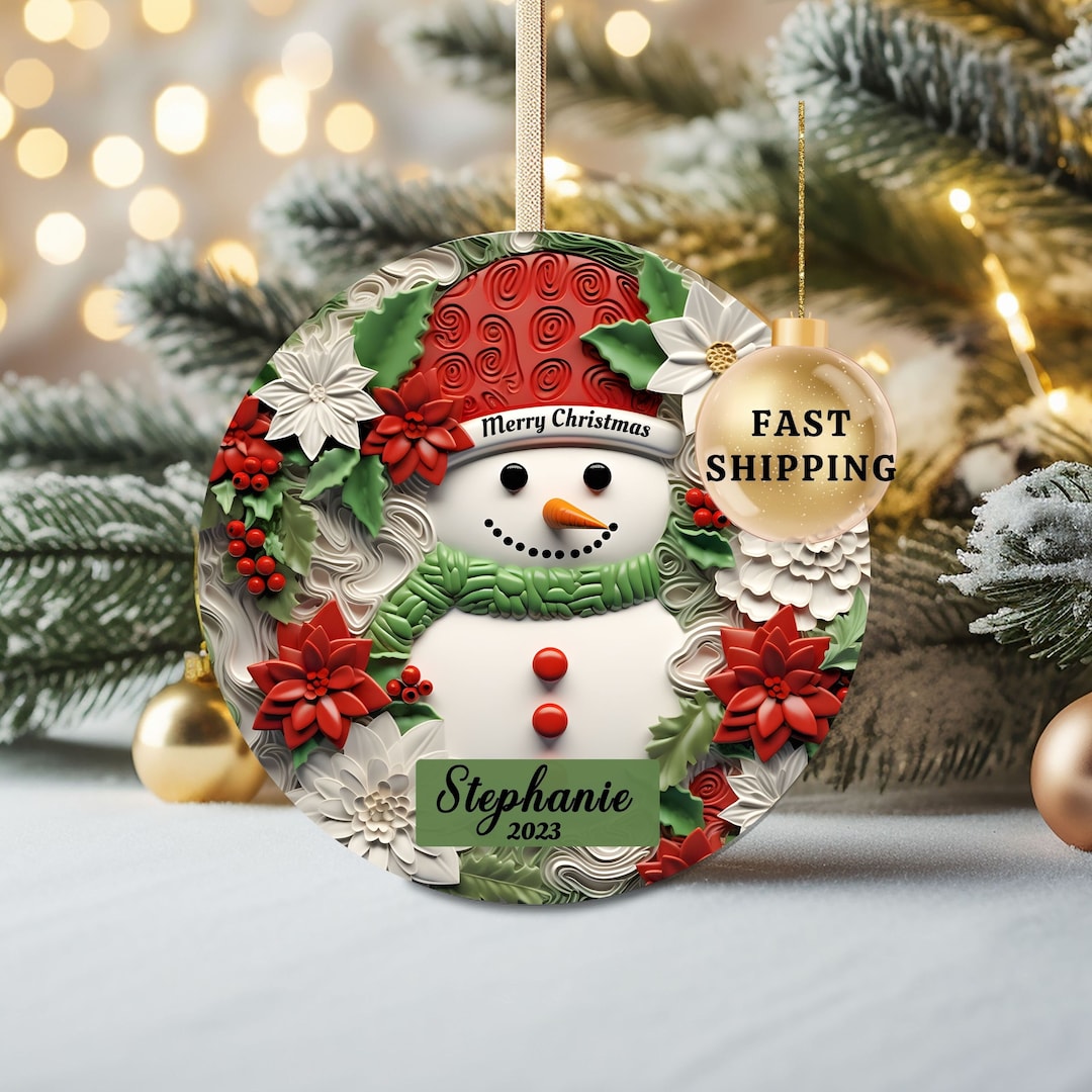 Snowman Christmas Ornament With Date-personalized Snowman Ornament ...