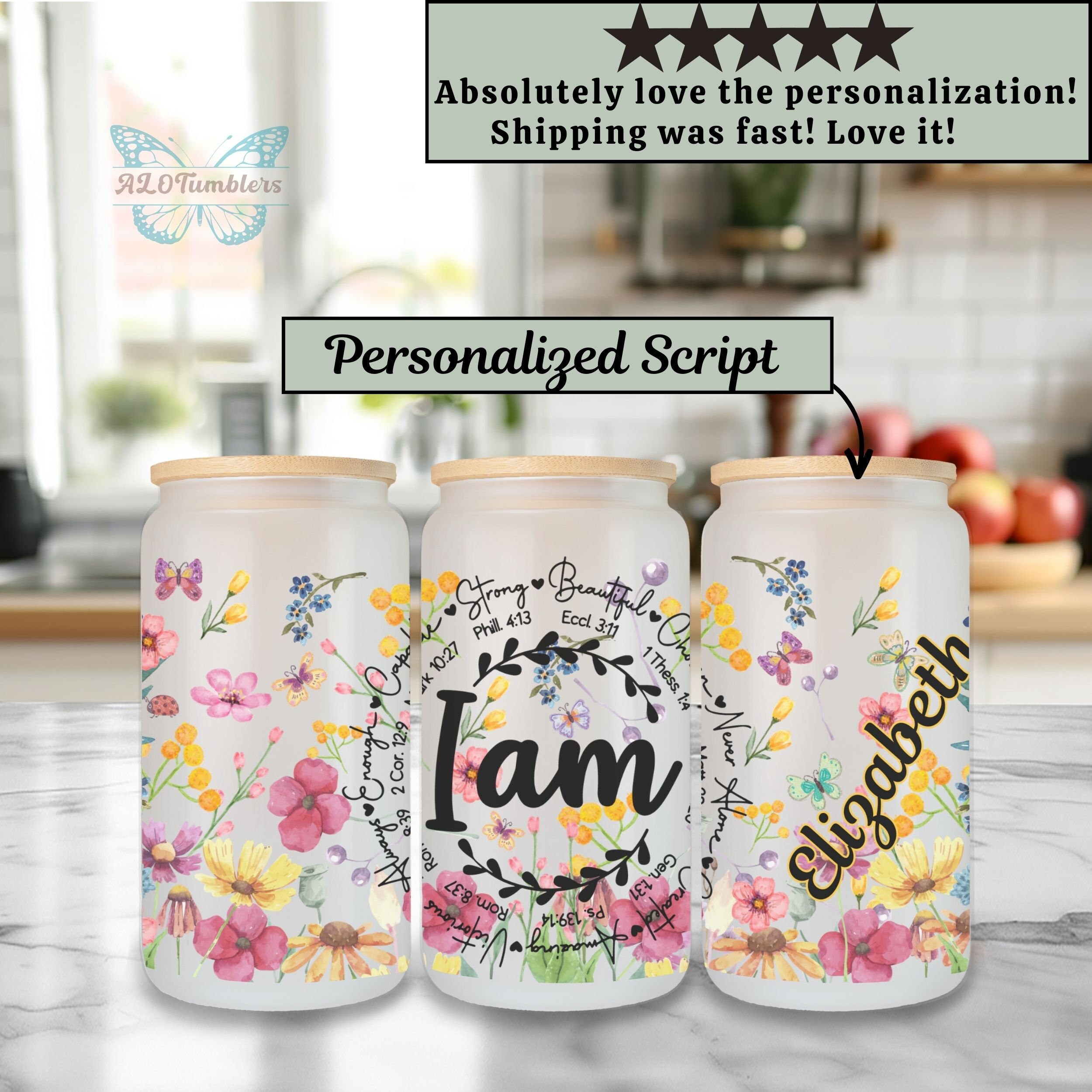 Christian Faith Glass Cup-bible Verse Frosted Cup With Name-iced Coffee ...