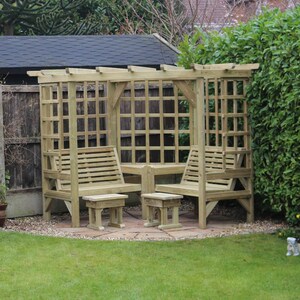 Corner Garden Arbour: Seats 4, Pressure Treated Timber - Etsy UK