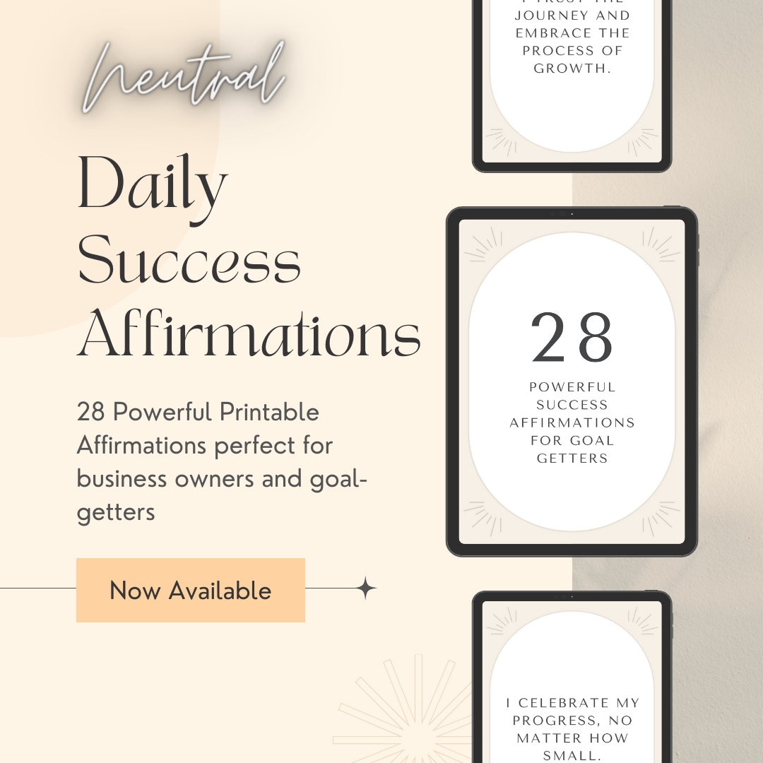 Printable Affirmation Card Set in Neutral Colours - 28 Inspiring Cards ...