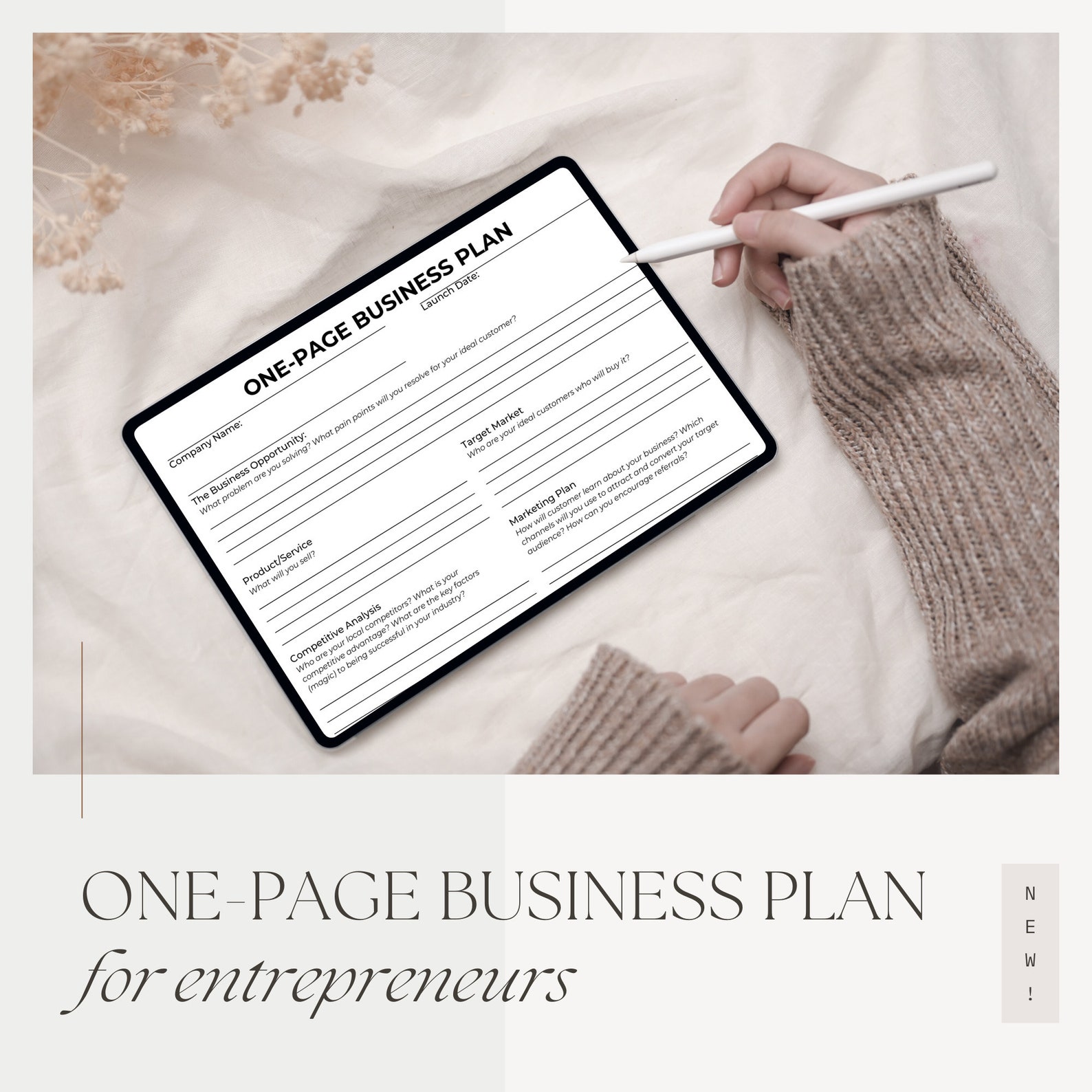 One-page Business Plan, Printable, Editable Business Planner ...