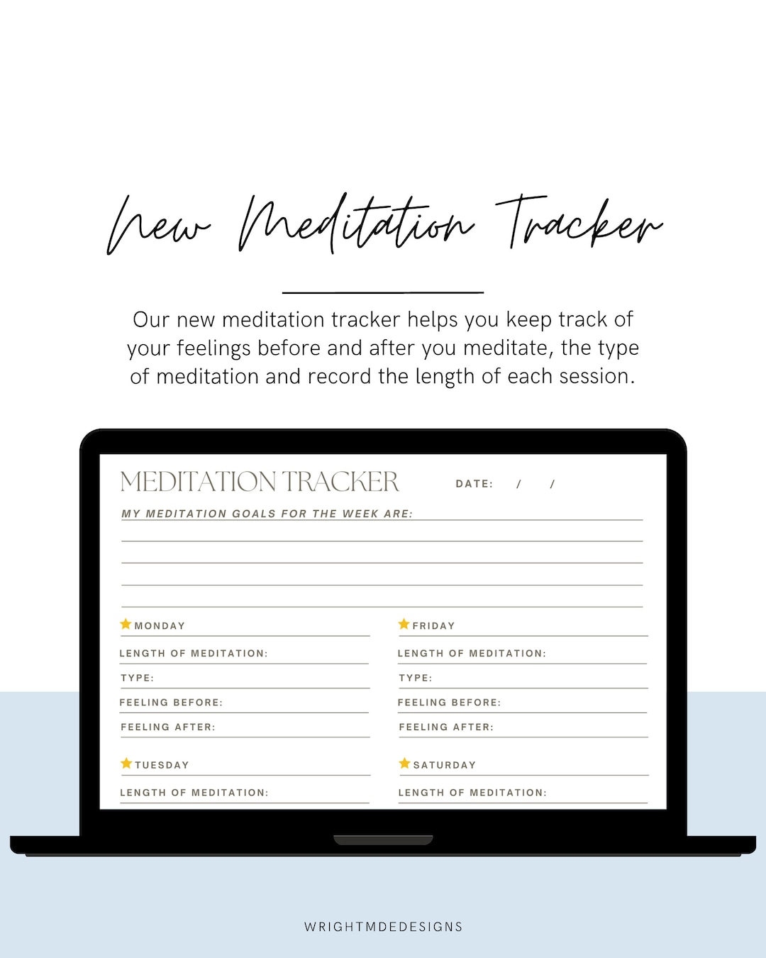 Meditation Tracker, Wellness Tracker, Health Printable, Wellness ...