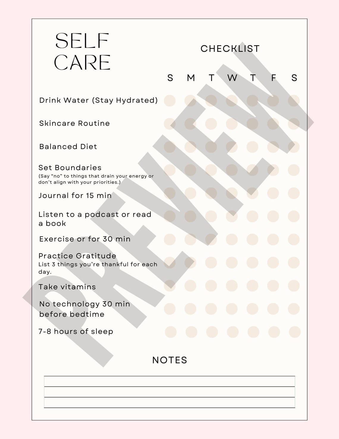 Weekly Self-care Planner PDF Printable Self-care Checklist Wellness ...