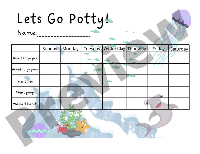 Potty Chart Ocean Themed - Etsy