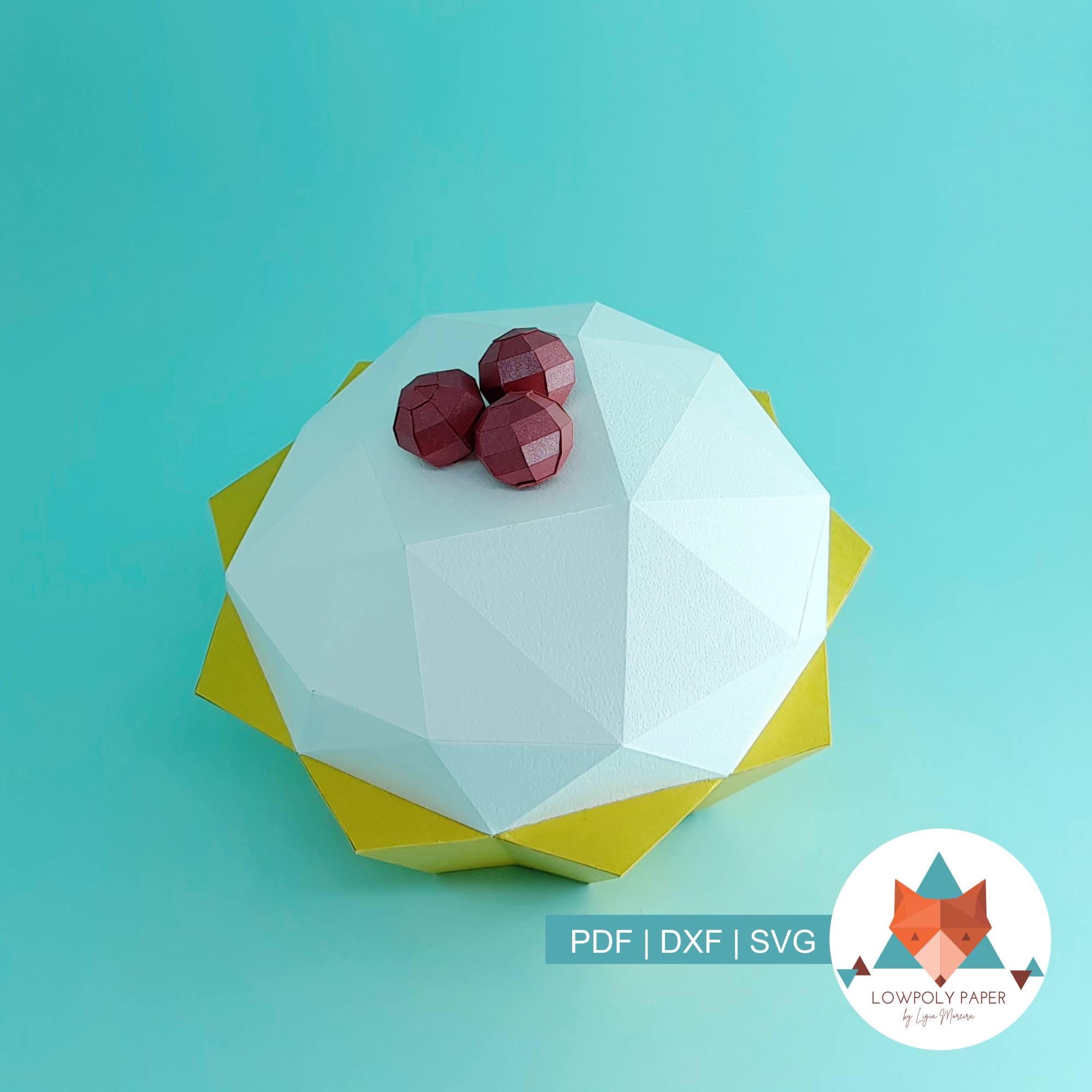 Cake - DIY Papercraft Low Poly (pdf/dxf/svg), Paper Model, Paper ...