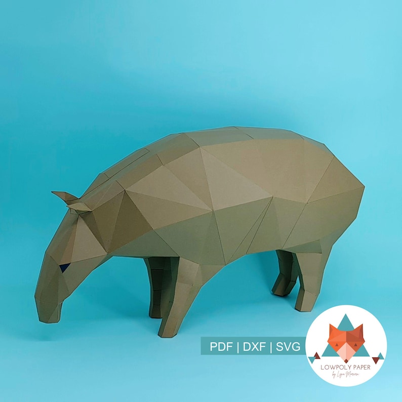 Tapir - DIY Papercraft Low Poly (pdf/dxf/svg), Paper Model, Paper ...