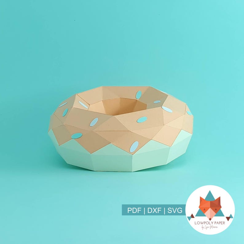 Donut - DIY Papercraft Low Poly (pdf/dxf/svg), Paper Model, Paper ...