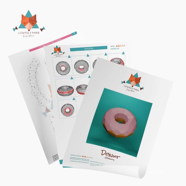 Donut - DIY Papercraft Low Poly (pdf/dxf/svg), Paper Model, Paper ...