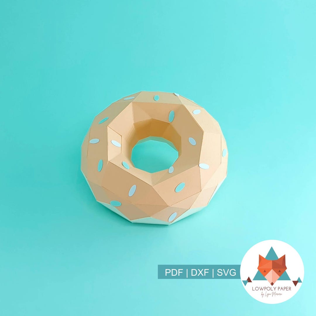 Donut - DIY Papercraft Low Poly (pdf/dxf/svg), Paper Model, Paper ...
