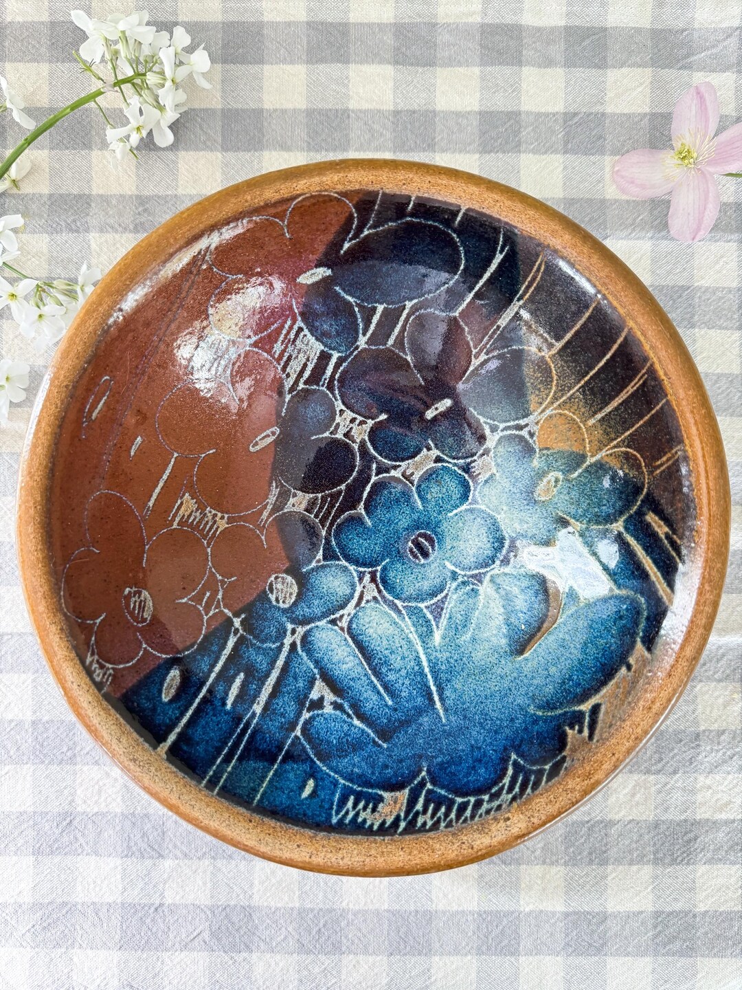 Vintage Large Studio Pottery Bowl Diana Worthy Crich Pottery Glazed ...