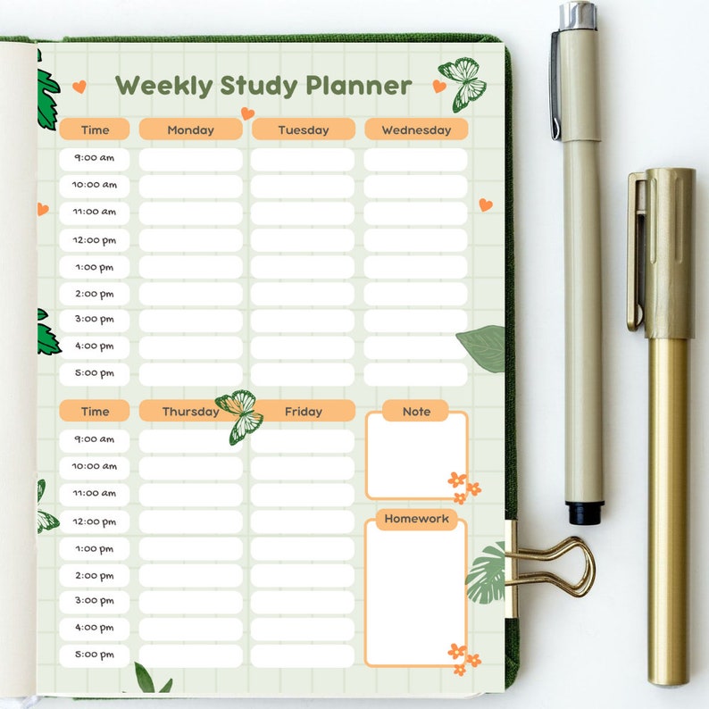 Weekly Study Planner - Etsy