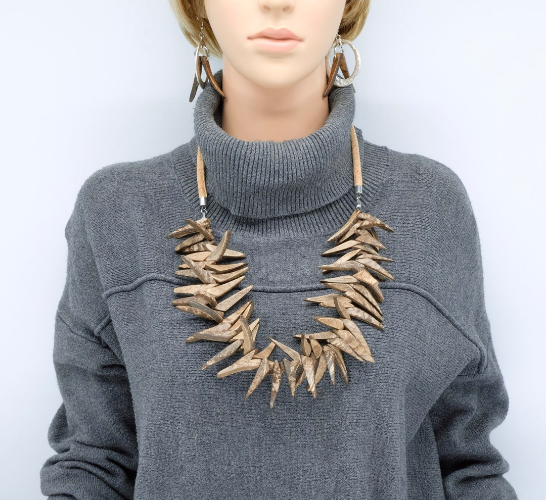Unique Coconut Triangle Necklace: Bold Boho Statement Jewelry - Etsy