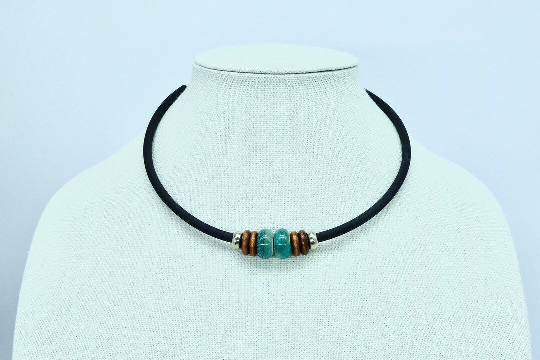 Rubber Choker: Chunky Statement Necklace, Stainless Steel Cable - Etsy