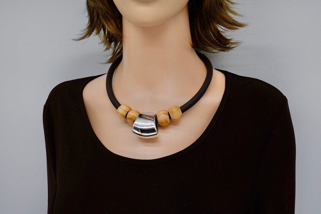 Chunky Wood Bead Choker: Lightweight Statement Necklace - Etsy