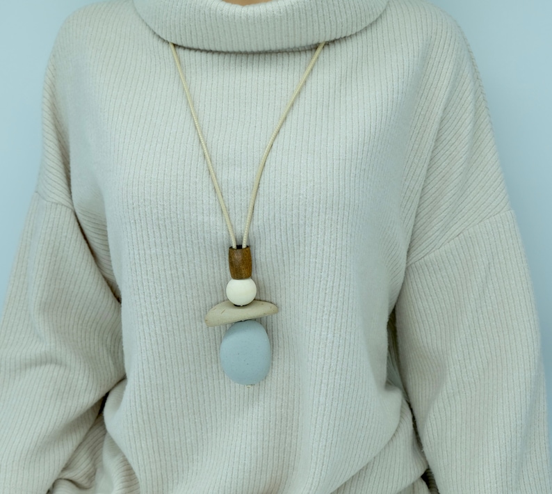 Earthy Imitation Stone Statement Necklace: Chunky Wood Pendant - Etsy