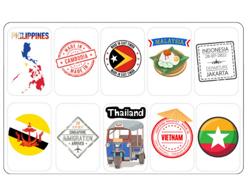DIGITAL TRAVEL STICKER Digital Download Laptop Sticker South East Asia ...