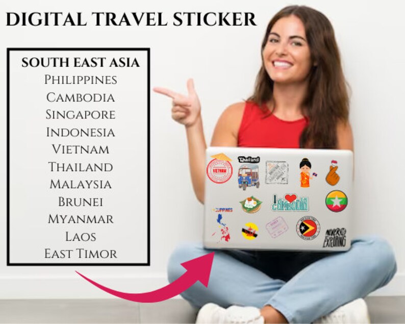 DIGITAL TRAVEL STICKER Digital Download Laptop Sticker South East Asia ...