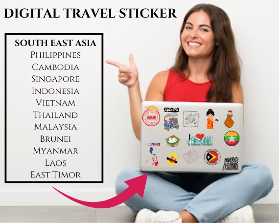 DIGITAL TRAVEL STICKER Digital Download Laptop Sticker South East Asia ...