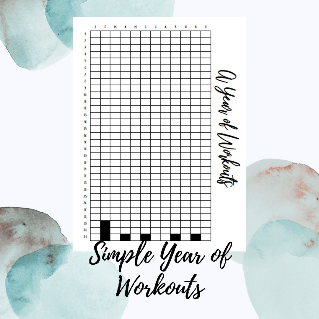 Simple Year of Workouts, Workout Tracker, Workouts in Pixels - Etsy