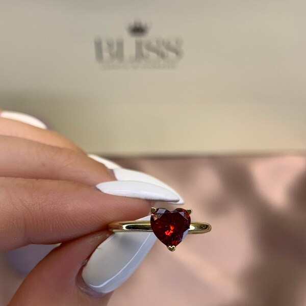 Heart Shaped Ruby Ring With Diamonds - Etsy
