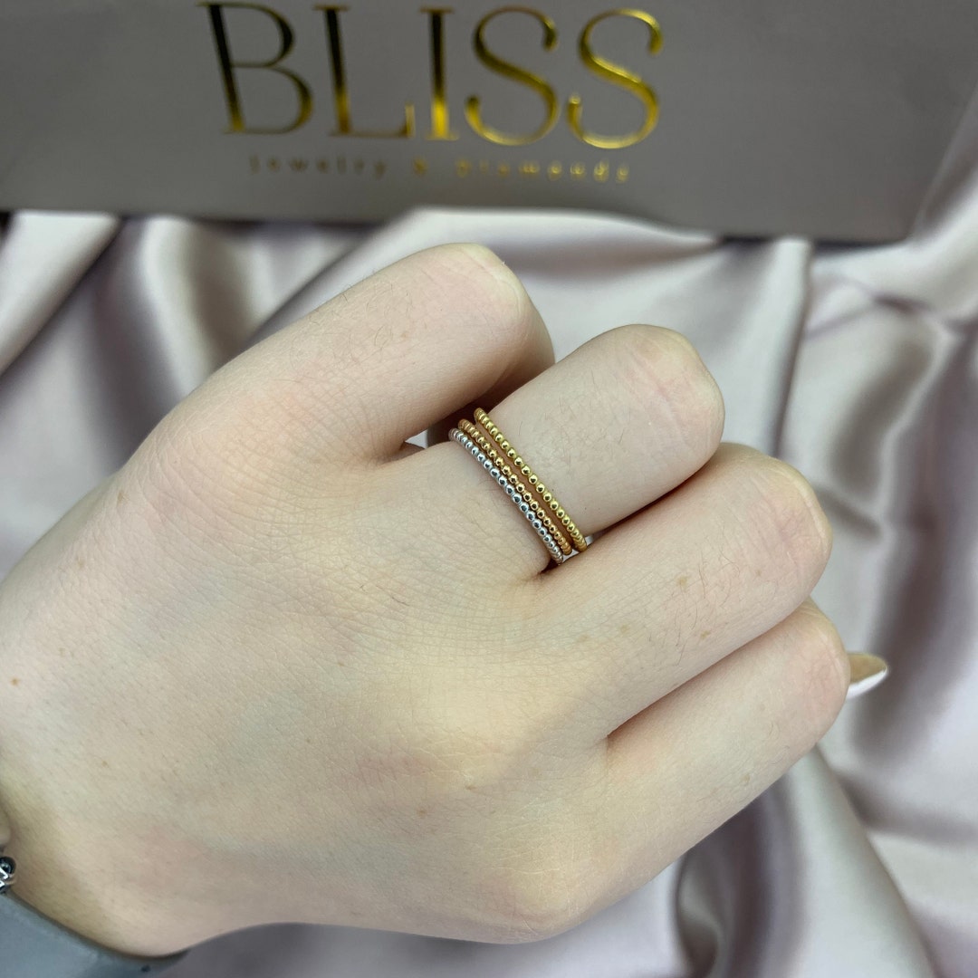Gold Stackable Ring, Stackable Set of Rings , Textured Gold Ring, Thin ...