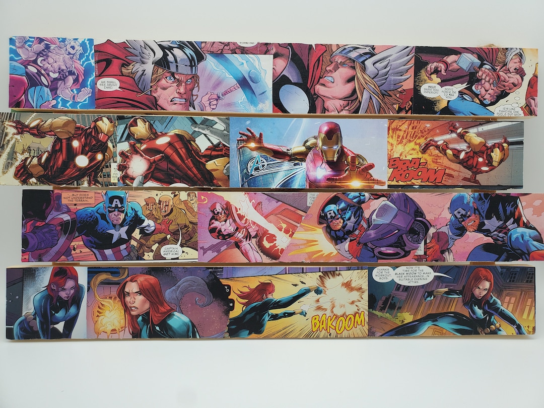 Avengers Comic Book 4 Panel Wood Wall Hanging - Etsy