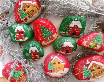 Christmas Painted Rocks - Etsy