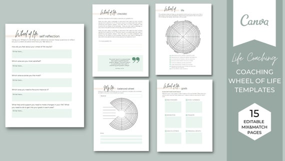 Coaching Worksheets Wheel of Life Templates Life Balance | Etsy