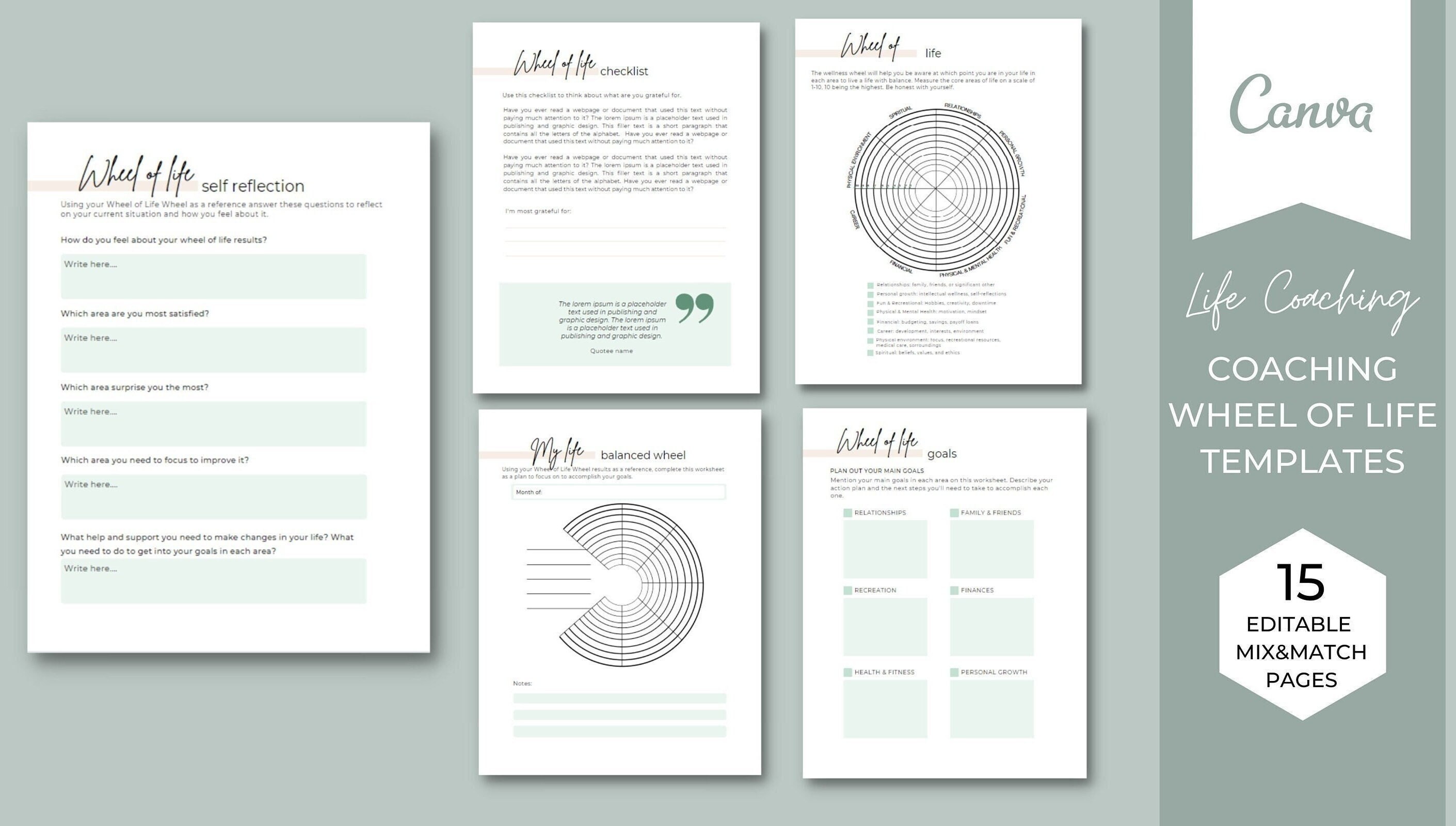 Coaching Worksheets Wheel of Life Templates Life Balance Templates ...