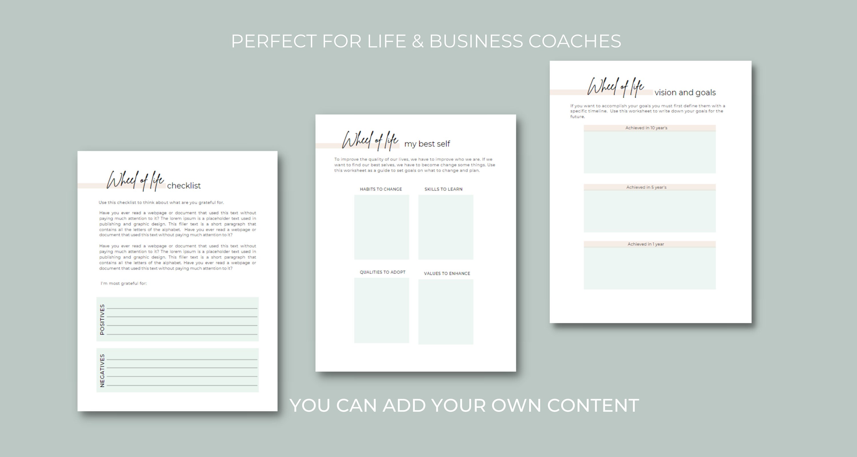 Coaching Worksheets Wheel of Life Templates Life Balance Templates ...