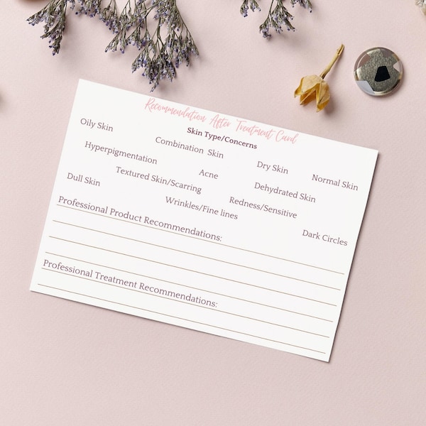 Facial Aftercare Card - Etsy