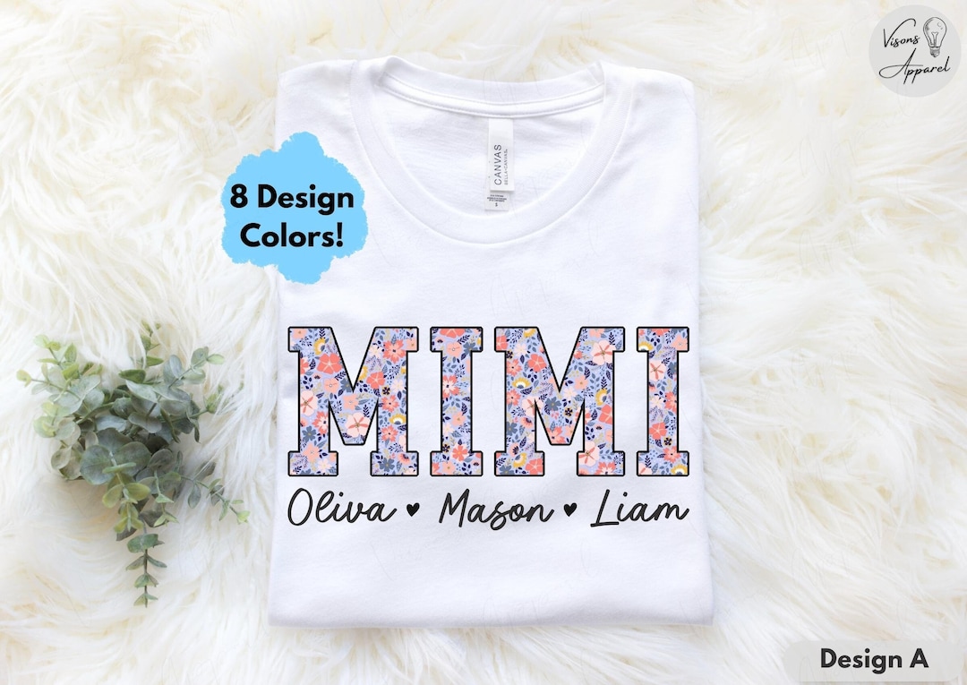 Custom Mimi Shirt With Grandkid Name Personalized T-shirt Gift for Mimi ...